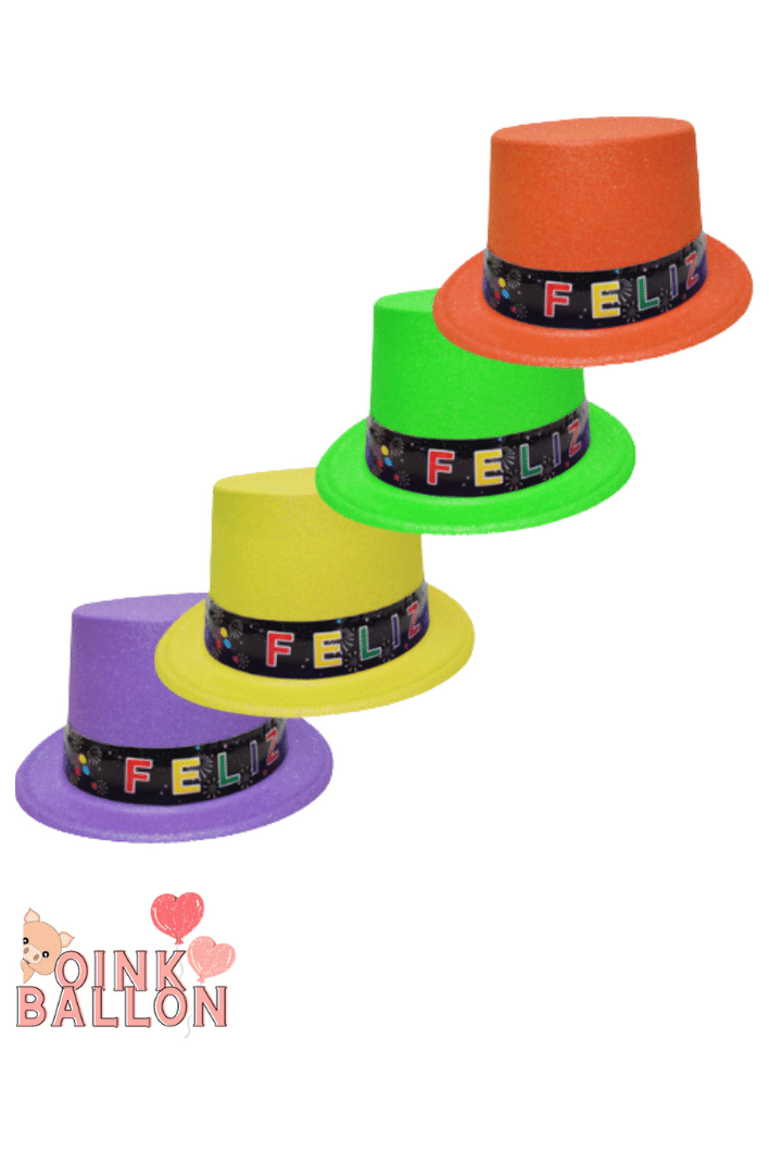 Sombrero Plástico Feliz Cumpleaños Colores Diamantina oinkBallon
