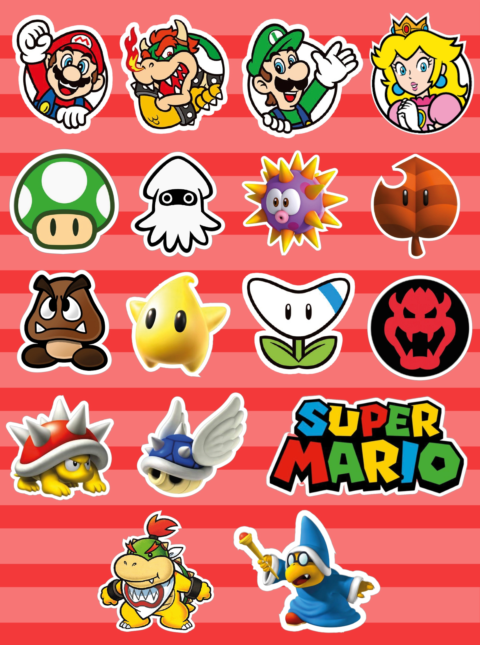 Stickers de Mario Bros en Vinilo. Pack de 50 piezas - PinwiStickers ...