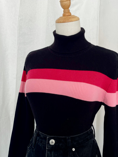 Suéter negro con franja - theglaamshop - LolaPay