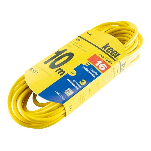 EXTENSION ELECTRICA USO RUDO MARCA KEER AMARILLA 6, 8, 10 Y 15 METROS ...