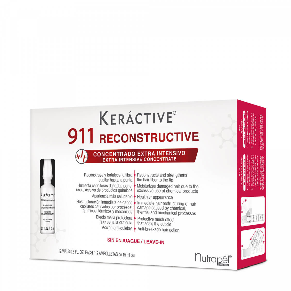KERACTIVE 911 TRATAMIENTO CAPILAR RECONSTRUCTIVE 12 AMPOLLETAS 15 ML C ...