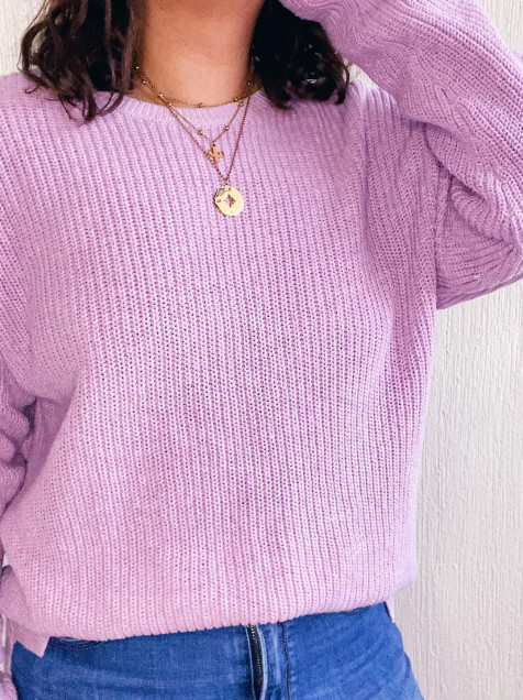Suéter tejido lila tejido, el color es súper bonito! Entre lila y rosa ...